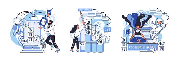 Ux design metaphor user experience Royalty Free Vector Image