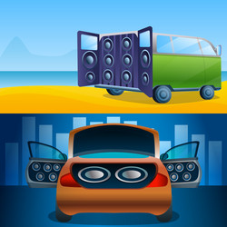 Car audio system icon cartoon style Royalty Free Vector