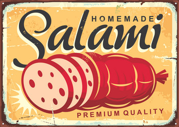 Salami retro sign design Royalty Free Vector Image