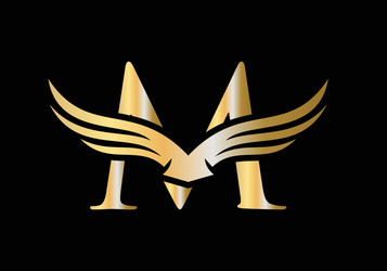 Letter m transportation logo with wing shield Vector Image