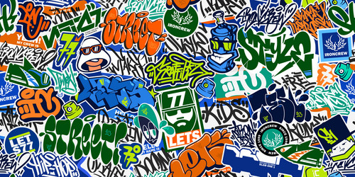 Seamless colorful urban graffiti style sticker Vector Image