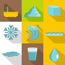 Natural water icon set flat style Royalty Free Vector Image