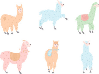 Two cute alpacas with lettering isolated Vector Image