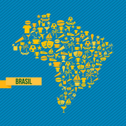 Landmark brazil map silhouette icon Royalty Free Vector