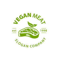 Vegetarian meat premium logo plant based meat logo