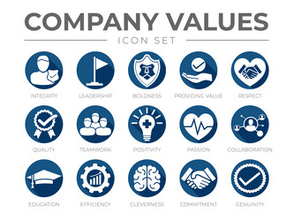 Blue flat business company values flat round icon Vector Image