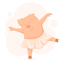 Dancing piggy princess Royalty Free Vector Image