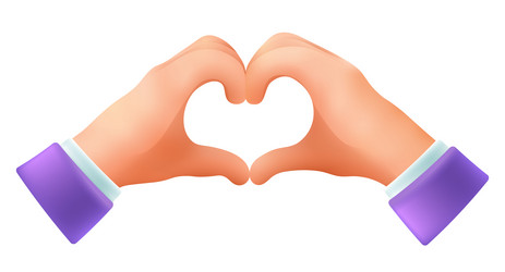 Hands making heart sign with fingers 3d cartoon Vector Image