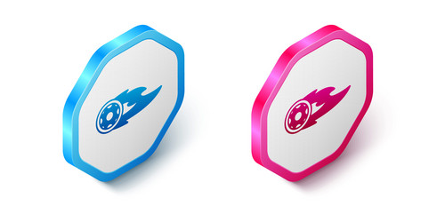 Isometric wheel in fire flame icon isolated Vector Image