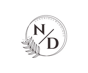 Nd initials letter wedding monogram logos Vector Image