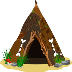 Ancient man hut prehistoric house from skins Vector Image