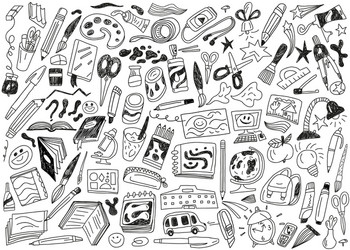 Cartoon cute doodles school Royalty Free Vector Image