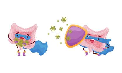 Cartoon intestine or large gut character Vector Image