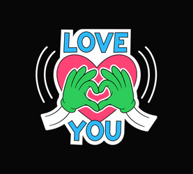 Retro sticker with hands Royalty Free Vector Image