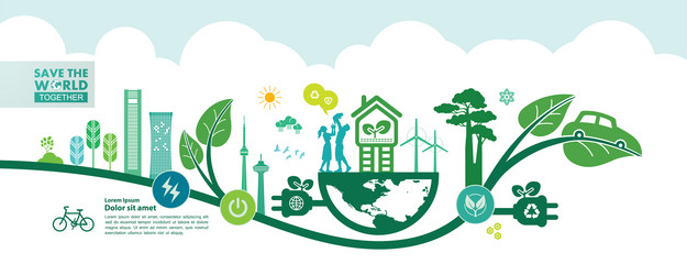 Save the world together green ecology illus Vector Image