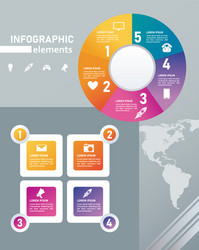 Statistics infographics steps with earth maps Vector Image