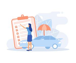 Insurance characters presenting car property Vector Image