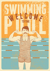 Swimming pool typographical vintage grunge poster Vector Image