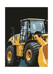 Bulldozer geometric colorful poster image Vector Image