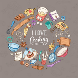 I love cooking poster Royalty Free Vector Image
