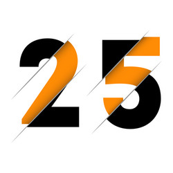 25 2 5 number logo design with a creative cut Vector Image