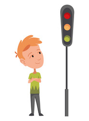 Kid learning road sign traffic road education Vector Image