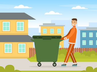 Man garbage collector collecting and sorting waste