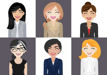 Happy workplace with smiling women cartoon Vector Image