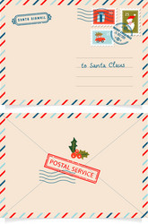 Santa claus post stamp christmas mail letter Vector Image