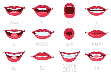 Mouth sound pronunciation lips phonemes animation Vector Image
