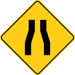 Warning signs narrow bridge on white background Vector Image
