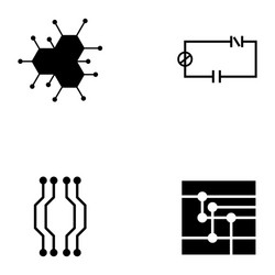 Circuit board icon set Royalty Free Vector Image