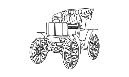 Antique old vintage car line art sketch Royalty Free Vector