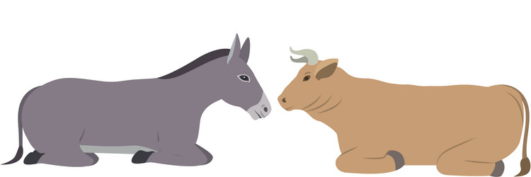 Cute ox silhouette manger character Royalty Free Vector