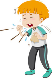 Little boy cartoon having flu Royalty Free Vector Image