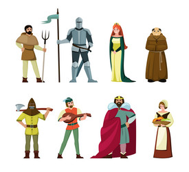 Medieval people set cartoon Royalty Free Vector Image