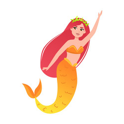 Cute mythical princess and corals with seaweed Vector Image