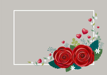 Red and white rose frame Royalty Free Vector Image