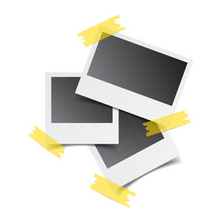 Blank retro photo frames with sticker on white Vector Image