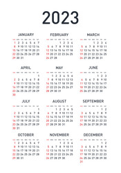 Calendar 2023 year week starts from sunday Vector Image
