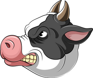 Head an angry cow Royalty Free Vector Image - VectorStock