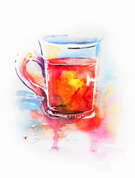 Herbal tea with watercolor green heart Royalty Free Vector