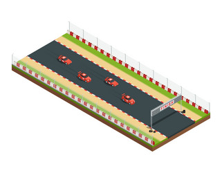 Gaming speedway isometric composition Royalty Free Vector