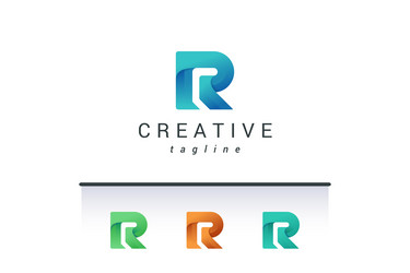 Letter r creative 3d technological modern logo Vector Image
