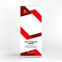 Roll-up advertising banner design creative Vector Image