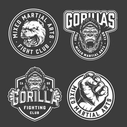 Vintage monochrome fight club badges Royalty Free Vector