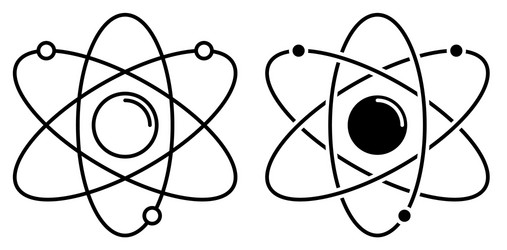 Pixel icon atom electrons revolve around proton Vector Image