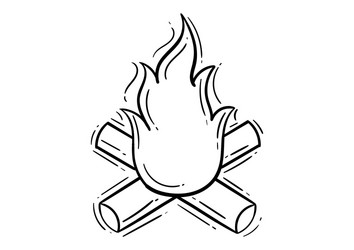 Simple campfire line art Royalty Free Vector Image