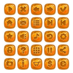 Cartoon square buttons menu set with pink middle Vector Image