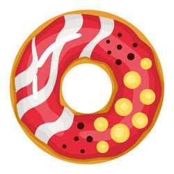 Donut top view sweet dessert into glaze for menu Vector Image